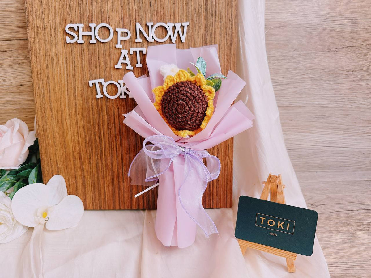 Singapore Highly Rated Florist, TOKI - 1 Stalk Crochet Sunflower + 1 ...