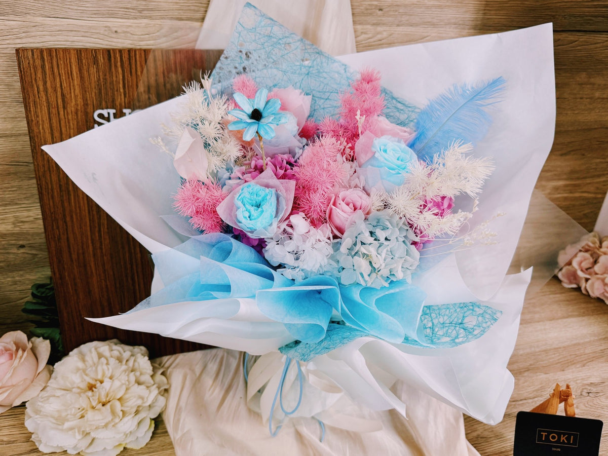 Singapore Online Florist, TOKI.SG - "Grande" - Pink & Blue, Flowers