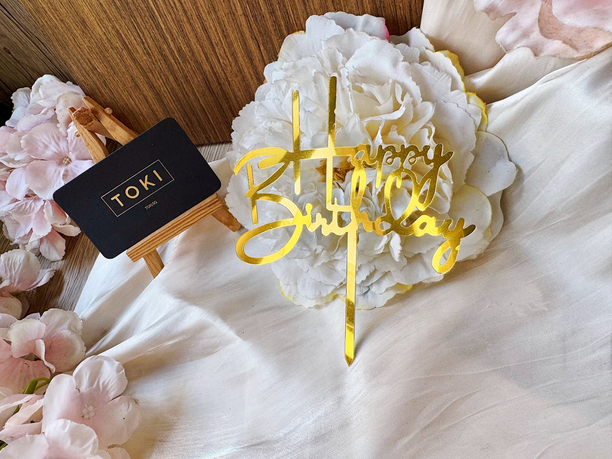 TOKI: Singapore Online Florist, (Add-On): "Happy Birthday" Gold Topper ...