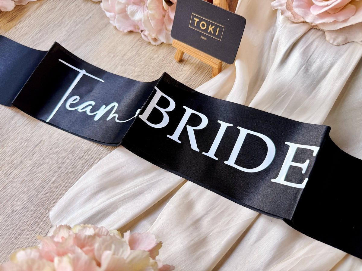 ( Bachelorette Party Sash - "Team Bride" / Cursive Black) - Singapore ...